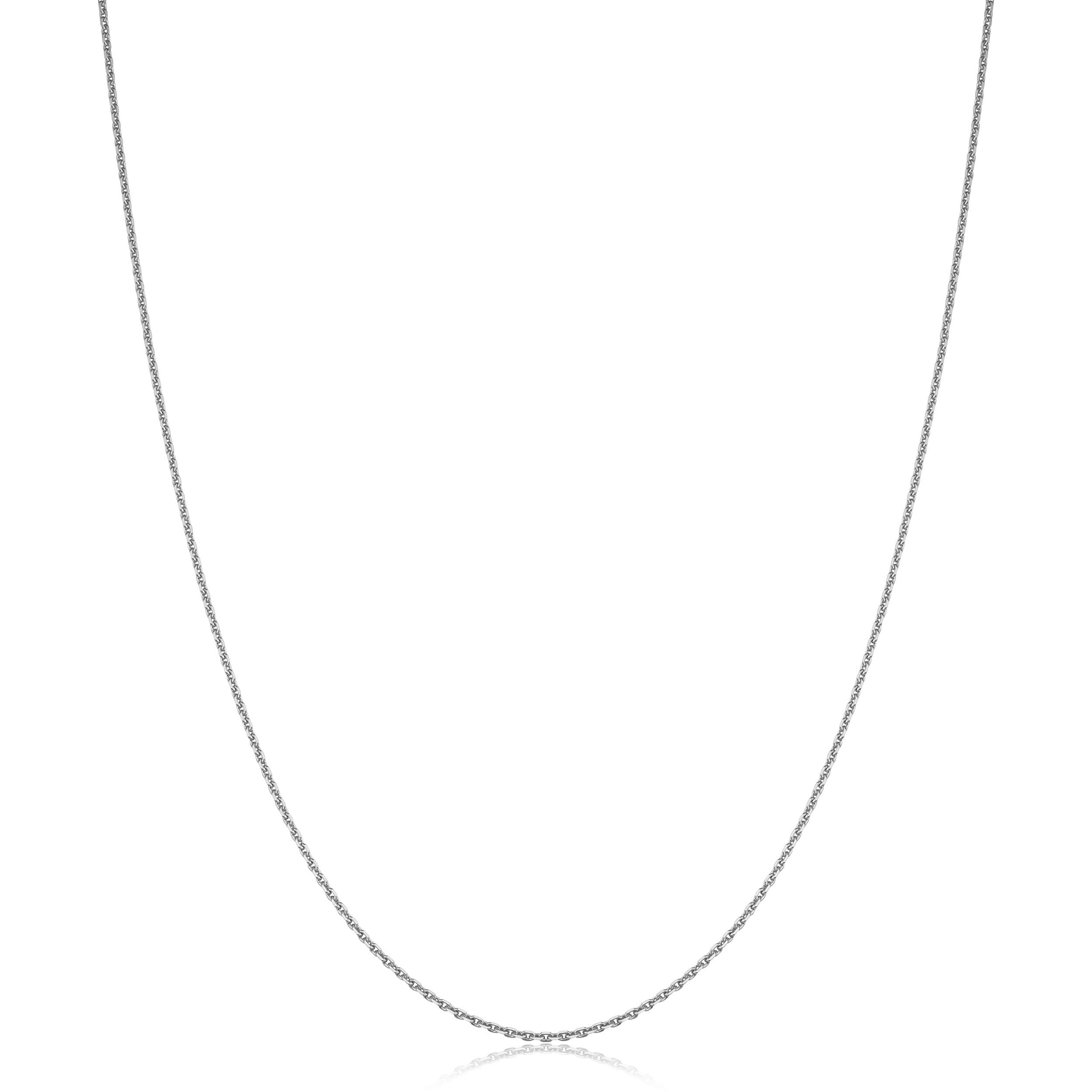 Kooljewelry 14k White Gold 0.8 mm Diamond-cut Cable Chain Necklace (18 inch)