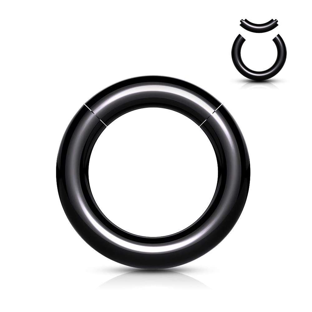 Luxe Modz BodyJewelryOnline PAIR of Black Acrylic Segment Rings, Captive Bead, 8 Gauge (1/2โ 16mm) Thickness, Hypoallergenic, Nickel-Free, Stylish, Super LightWeight