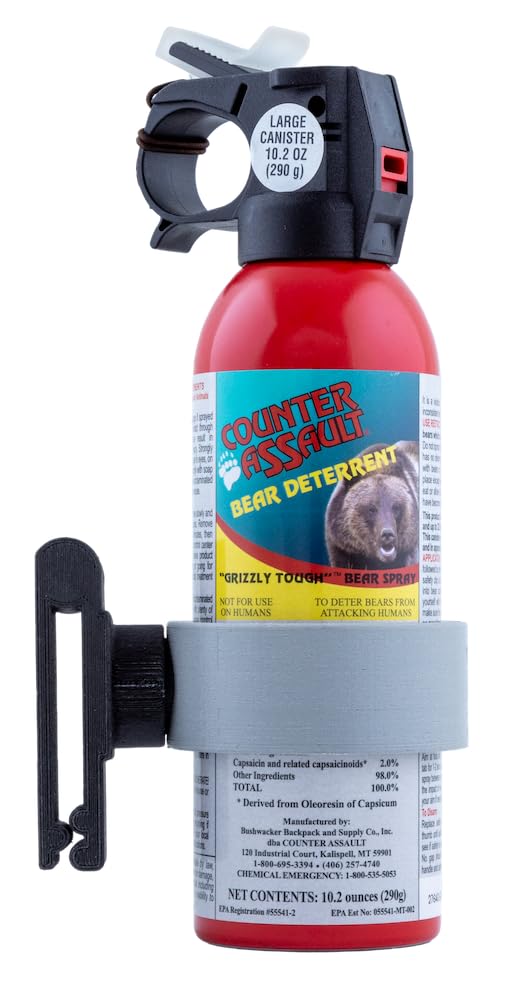 Quickdraw Bear Spray for Hiking Holster! The best Camping Safety & Survival Equipment You can buy for Bear Repellent of any type. Easily clips to your pack or self to ensure You are always protected!
