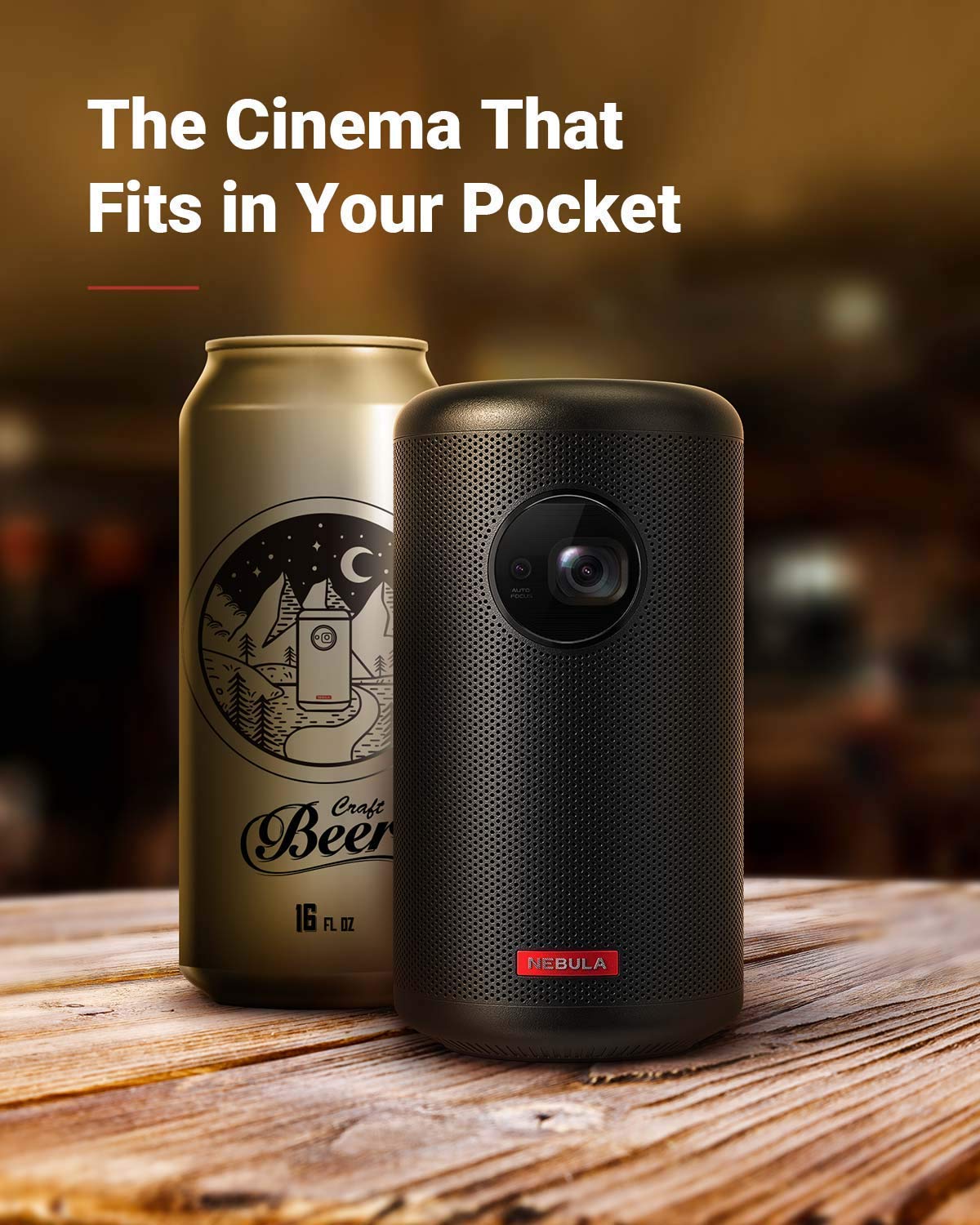 Nebula Capsule II Smart Mini Projector with Nebula Desktop Stand for Projectors, 360° and Height Adjustment