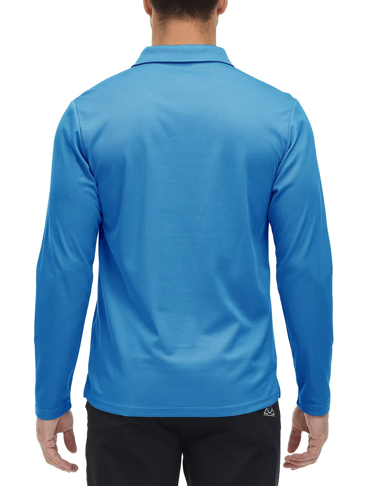 Rdruko Men's Outdoor Sport Performance Polo Long Sleeve Pullover with Pocket(Blue, US XL)