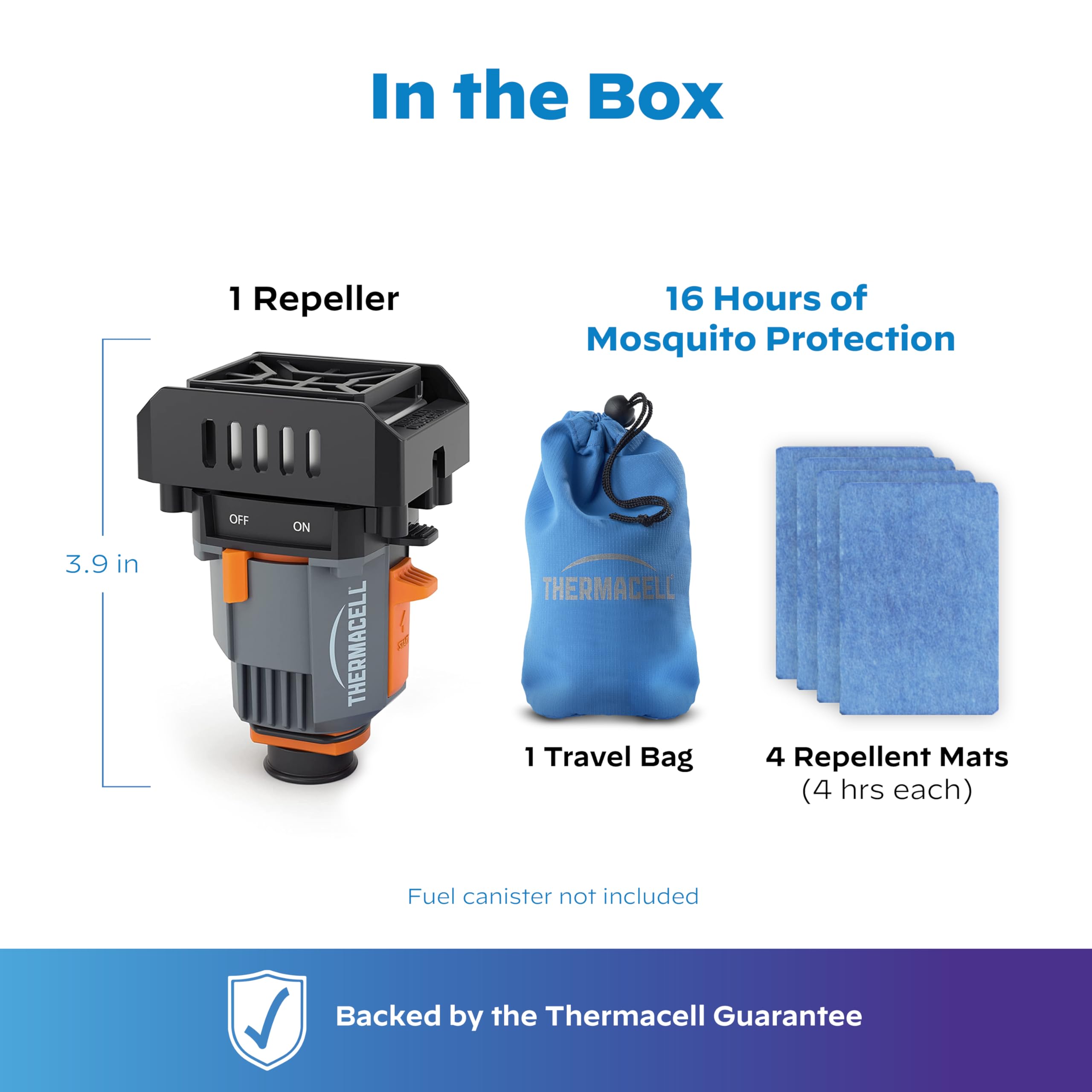 Thermacell Mosquito Backpacker Repeller, Gen 2.0 with 16 Hours of Repellent; 15 Foot Zone of Mosquito Protection; Long Lasting, Bug Spray Alternative, Scent Free