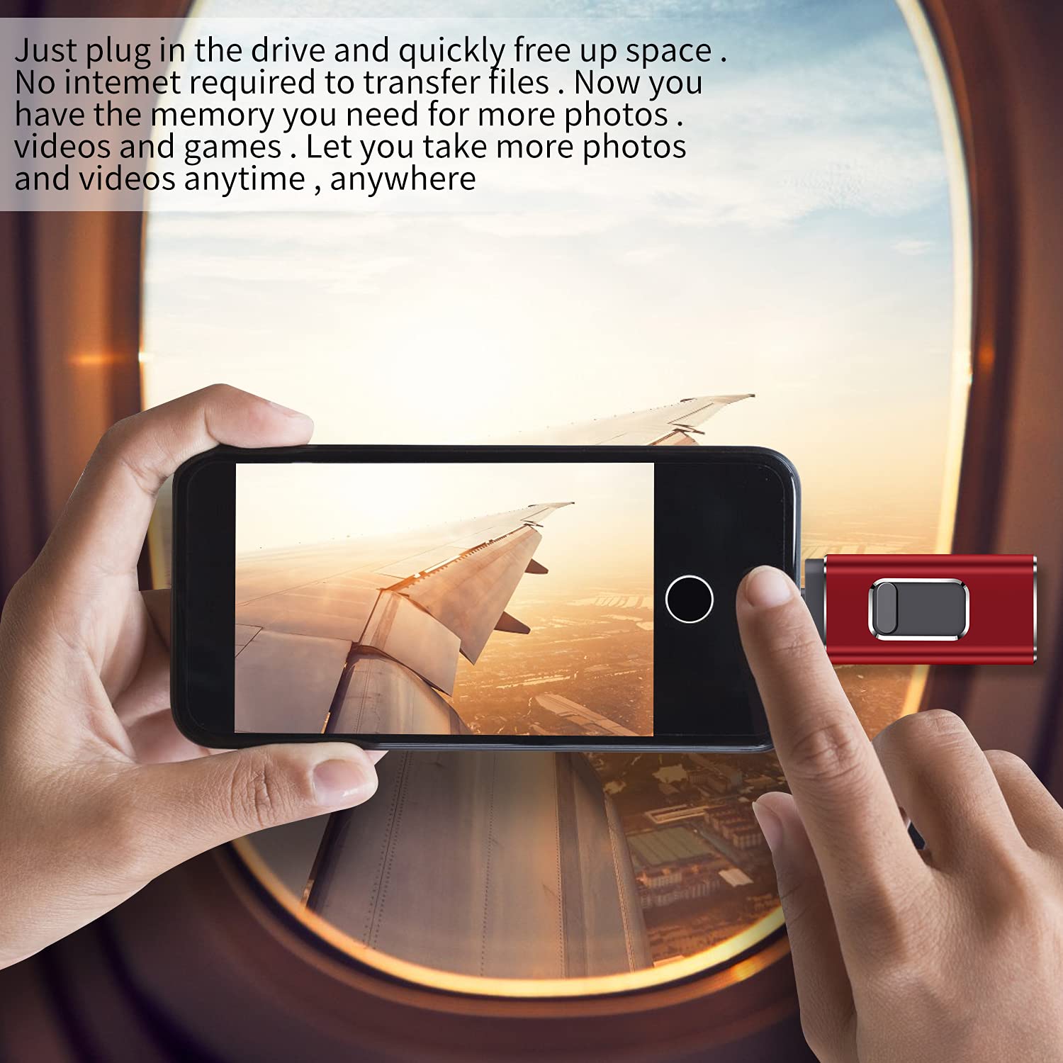 USB 3.0 Flash Drive 1000GB Intended for iPhone iPad, USB Memory Stick External Storage Thumb Drive Photo Stick Compatible with iPhone/iPad/and Computer (1000GB Red)…