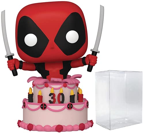 POP Marvel: Deadpool 30th - Deadpool in Cake Funko Vinyl Figure (Bundled with Compatible Box Protector Case), Multicolor, 3.75 inches