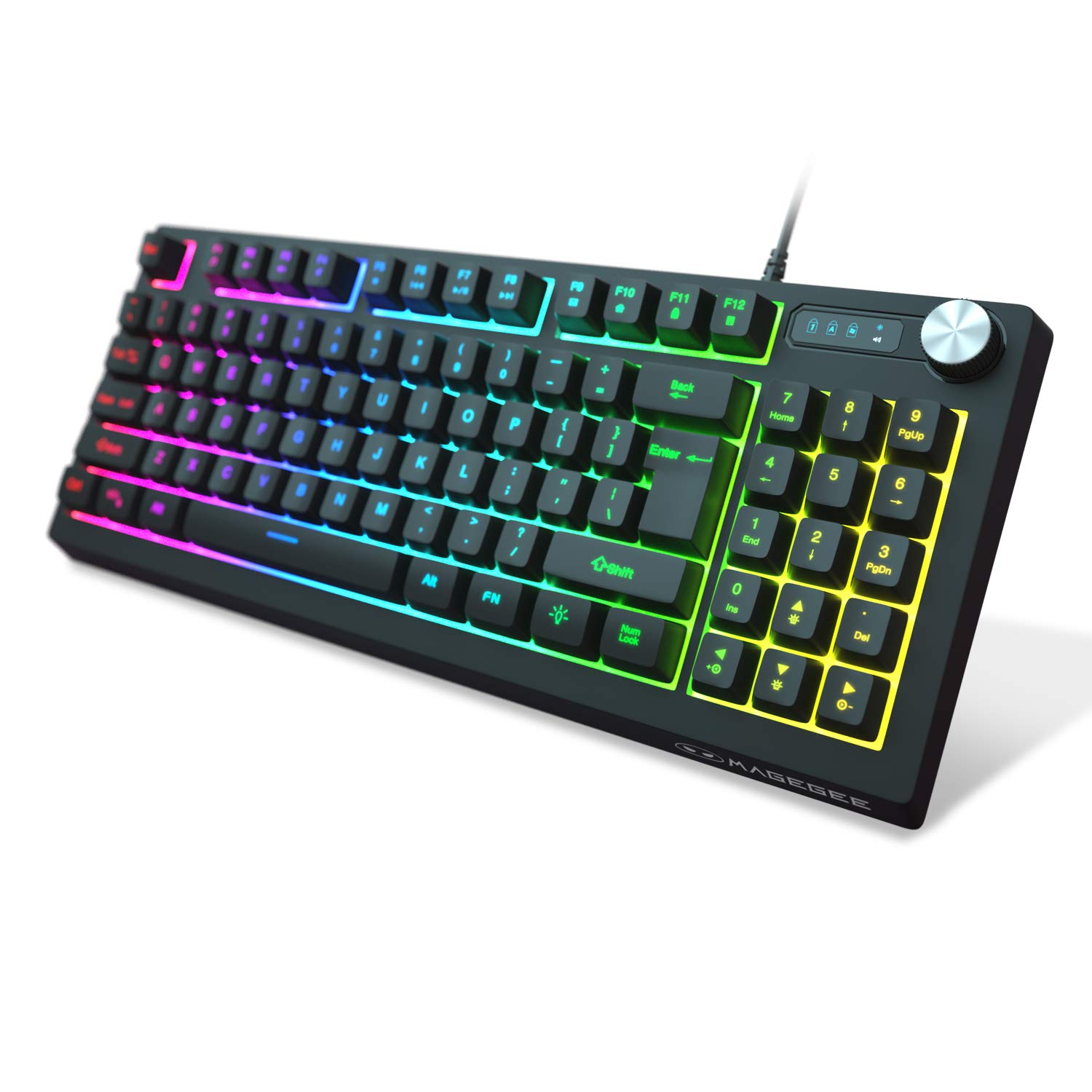 MageGee GT698 TKL Gaming Keyboard, 89 Keys RGB Rainbow Backlit Computer Keyboard, Anti-Ghosting USB Wired Gaming Keyboard for Windows Gaming PC Laptop