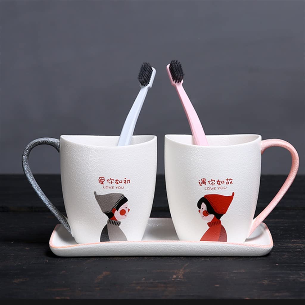 UXZDX Couple Ceramic Washing Cup Set Cartoon Mouthwash Cup Household Toothbrush Cup Brushing Cup Tooth Cylinder