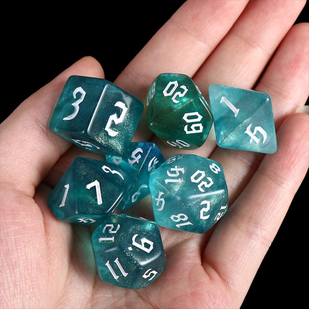 Polyhedral Dice Set,7-Die Two-Tone Dice D4 D6 D8 D10 D% D12 D20 Vintage Gothic Digit Role Playing Dice for Dungeons and Dragons(Rose + Purple)