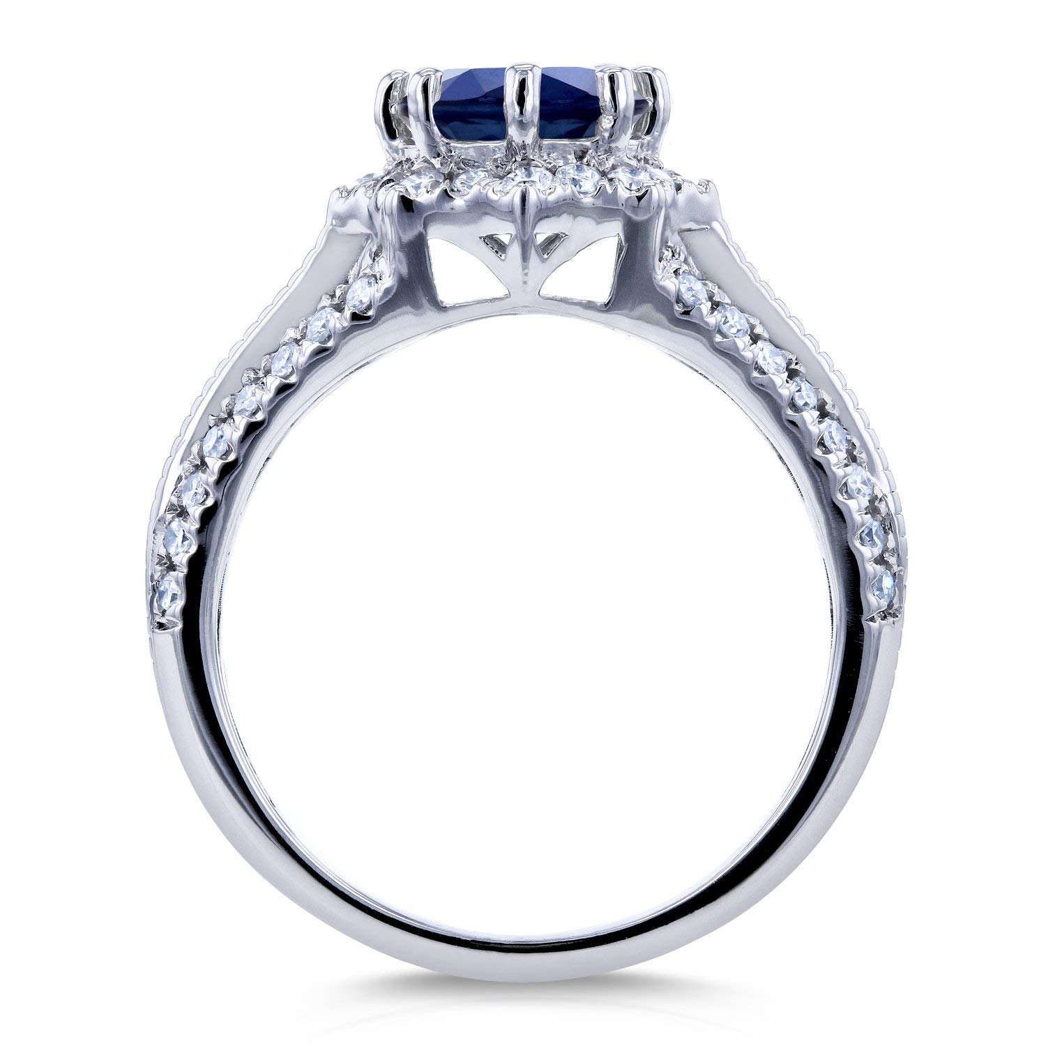Kobelli Blue Sapphire and Diamond Star Halo Engagement Ring 1 3/5 CTW In 14k White Gold, Size 8.5, White Gold