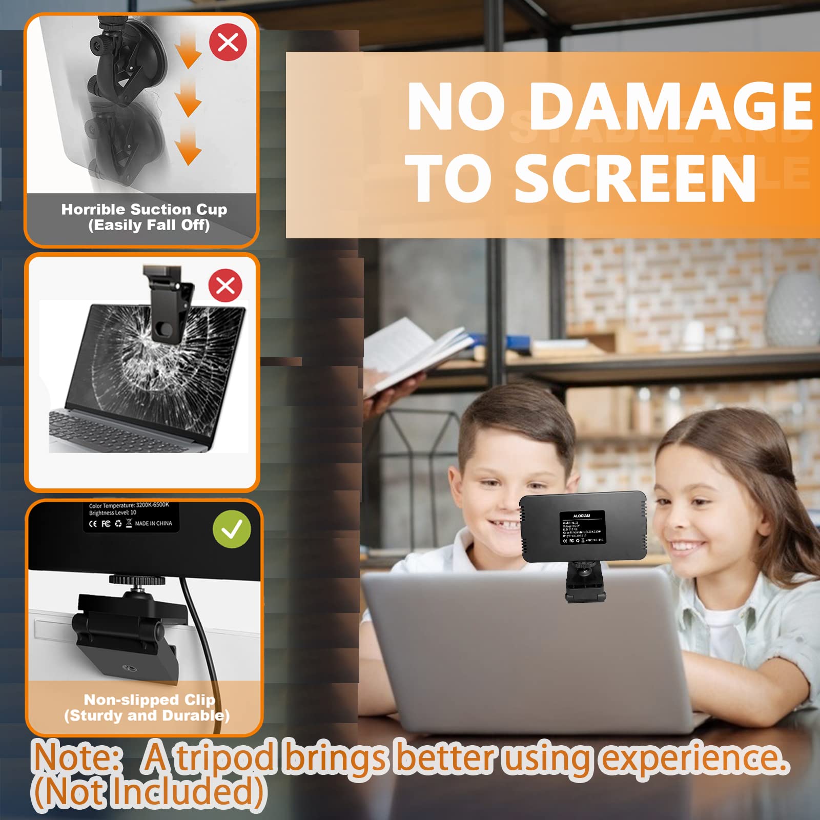 Video Conference Lighting Panel, 6.1 inch Small Zoom Calling Light for Recoding (112 Pcs Beads,3200K-6500K, USB Cable),Laptop, Online Meeting, Live Streaming with Webcam Mount, Square with CORD