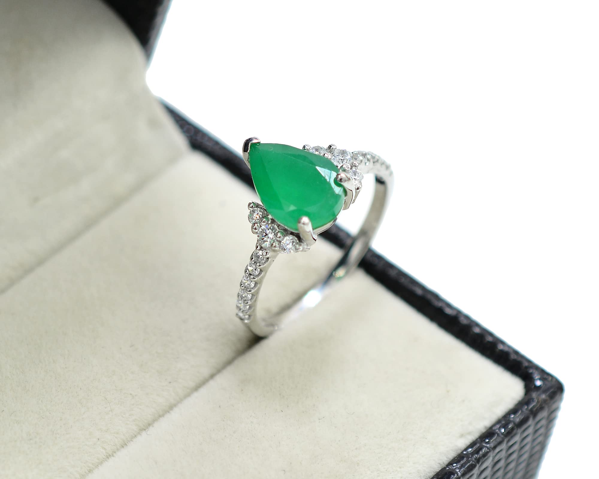 Natural 11X8 MM Green Emerald Gemstone Ring 925 Sterling Silver May Birthstone Art Deco Ring Women Engagement Ring Wedding Gift For Her (Sterling Silver, 11.25 US)