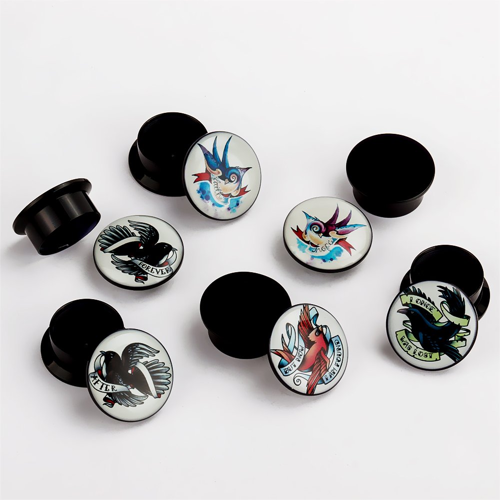 KUBOOZ(3 Pairs Double-Bird Acrylic Ear Plugs Tunnels Gauges Stretcher Piercings