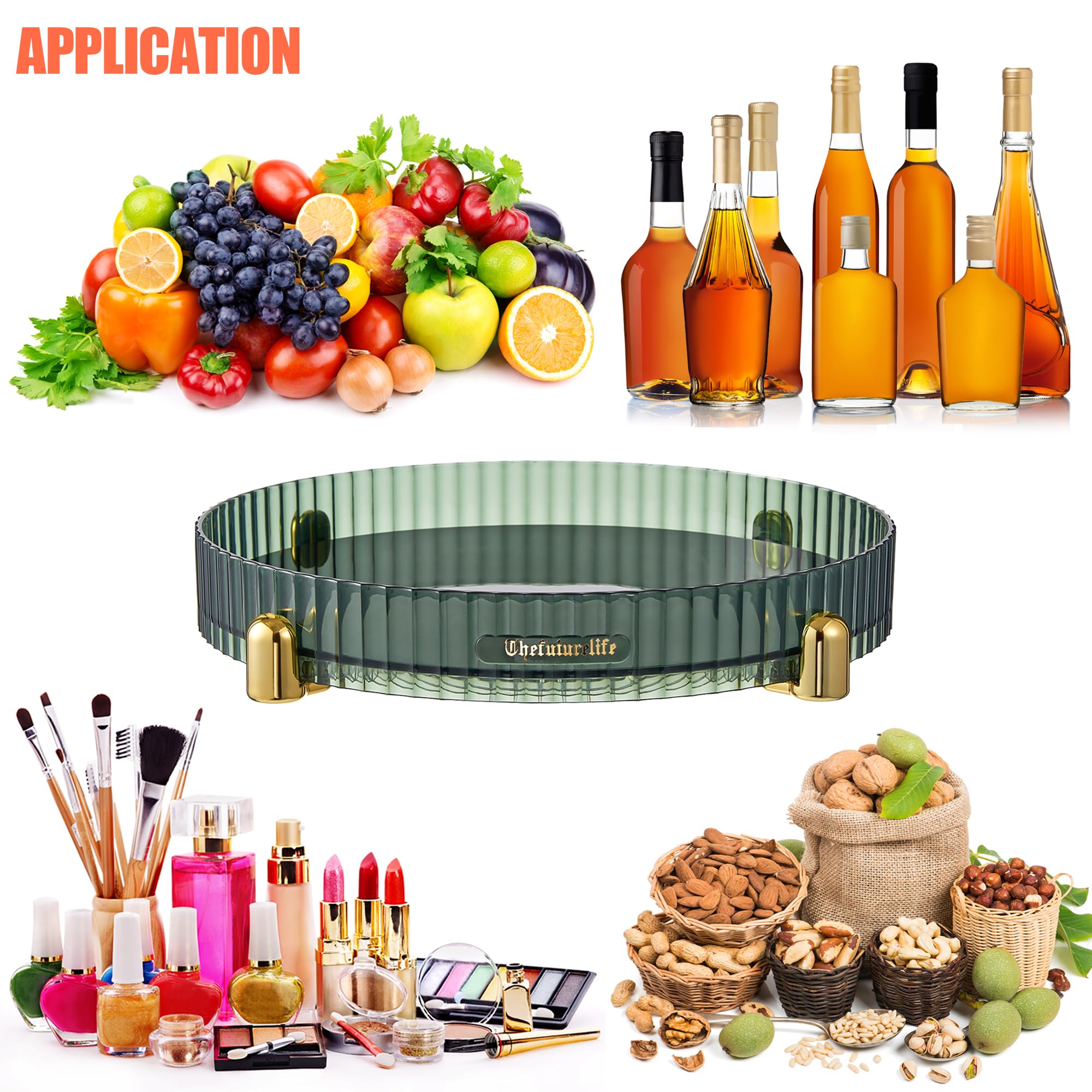 Makeup Organizer, 360 Degree Rotating Storage Tray, Skincare Organizer, Perfume Organizer, Bathroom Organizer, Turntable Organizer, Lazy Susan for Countertop, Spice Rack, Vanity Tray for Dresser