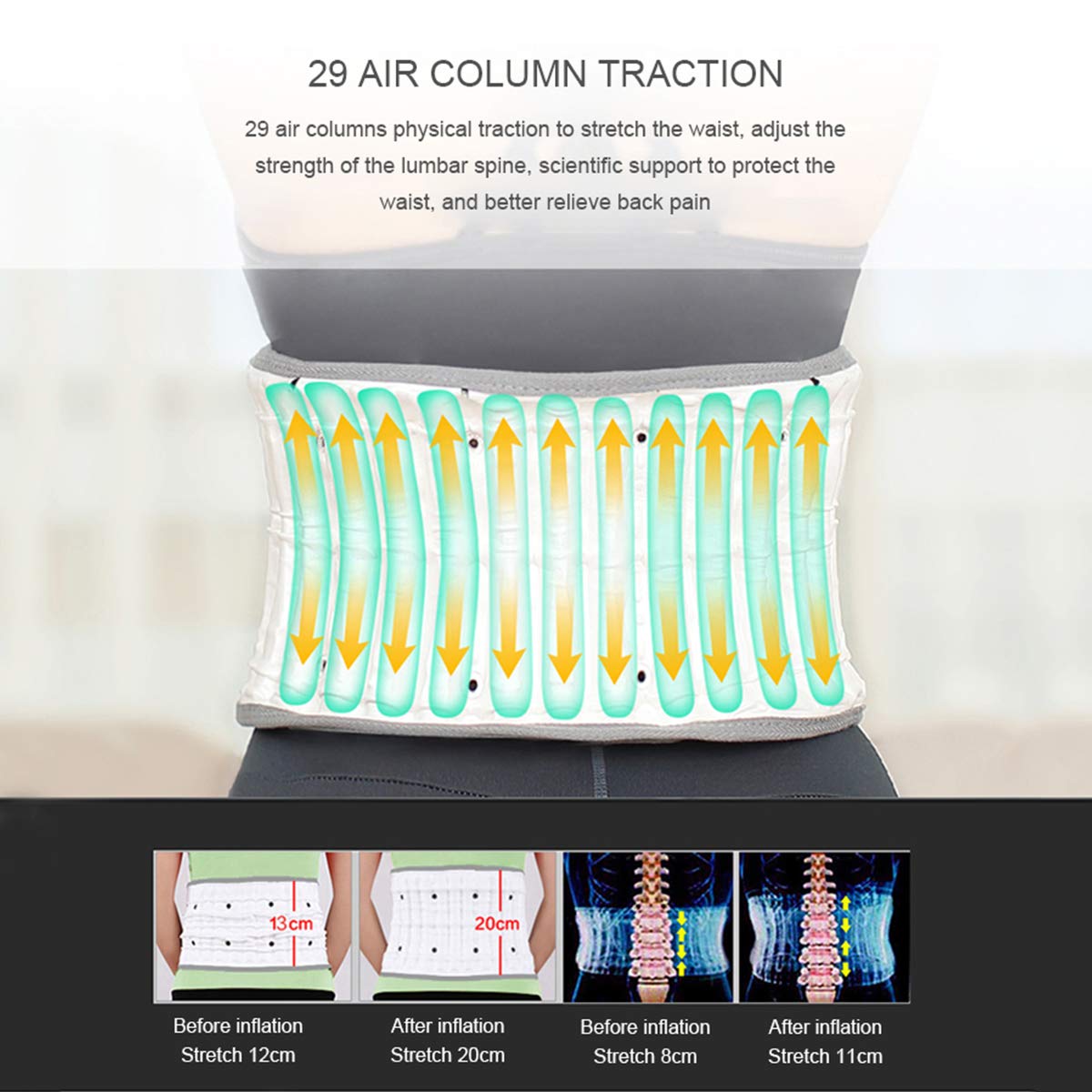 N A Lumbar Support Decompression Belt - Decompression Therapy Back Support Belt - Lower Back Brace Lumbar Belt Support for Pain Relief and Injury Prevention,S
