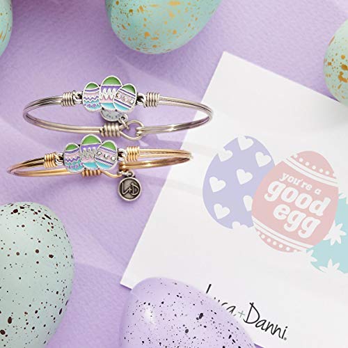 Luca + Danni Easter Eggs Bangle Bracelet For Women - Silver Tone Petite Size Made in USA
