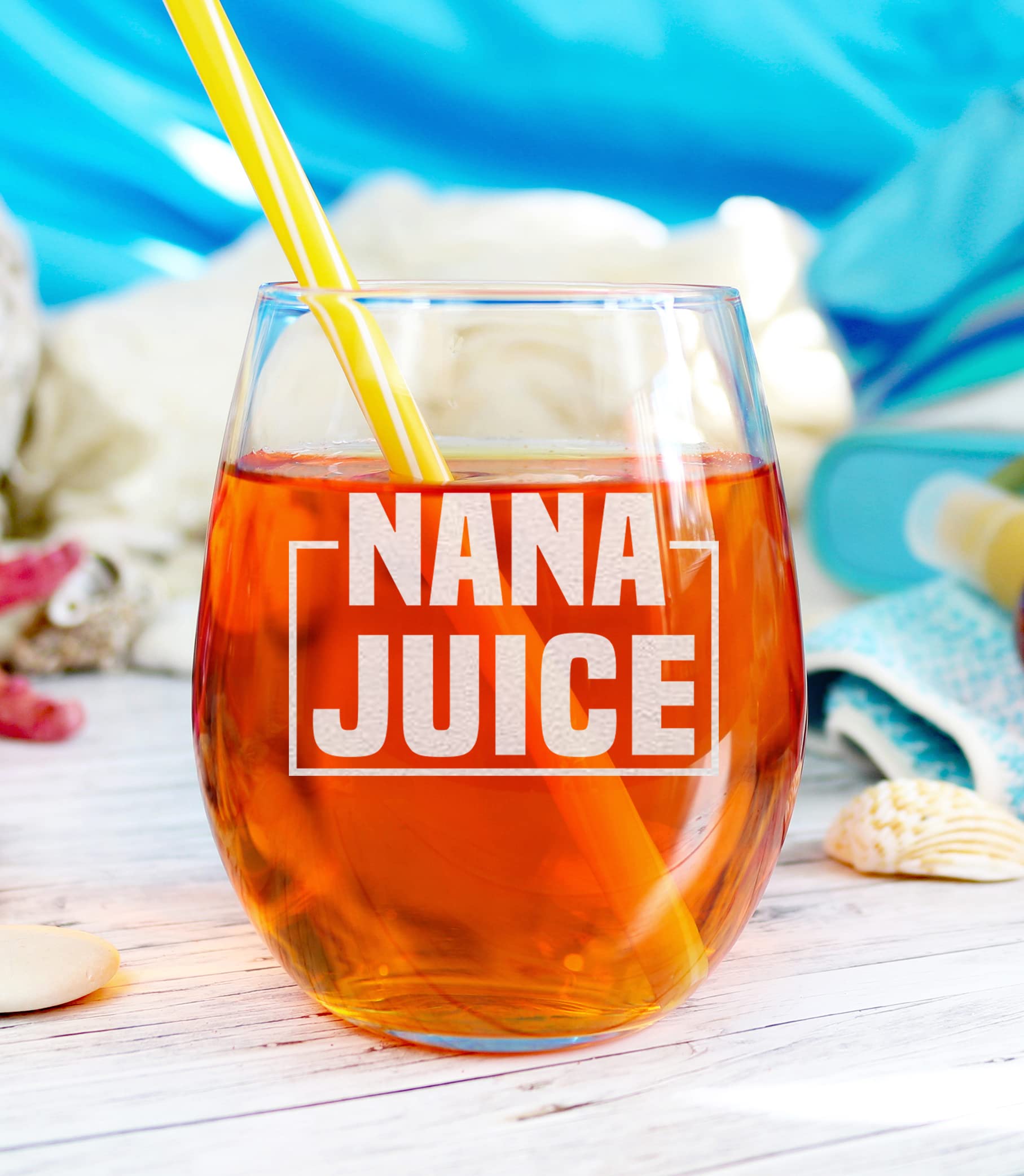 NeeNoNex Nana Juice Stemless Wine Glass - Funny Birthday Mothers Day Gift