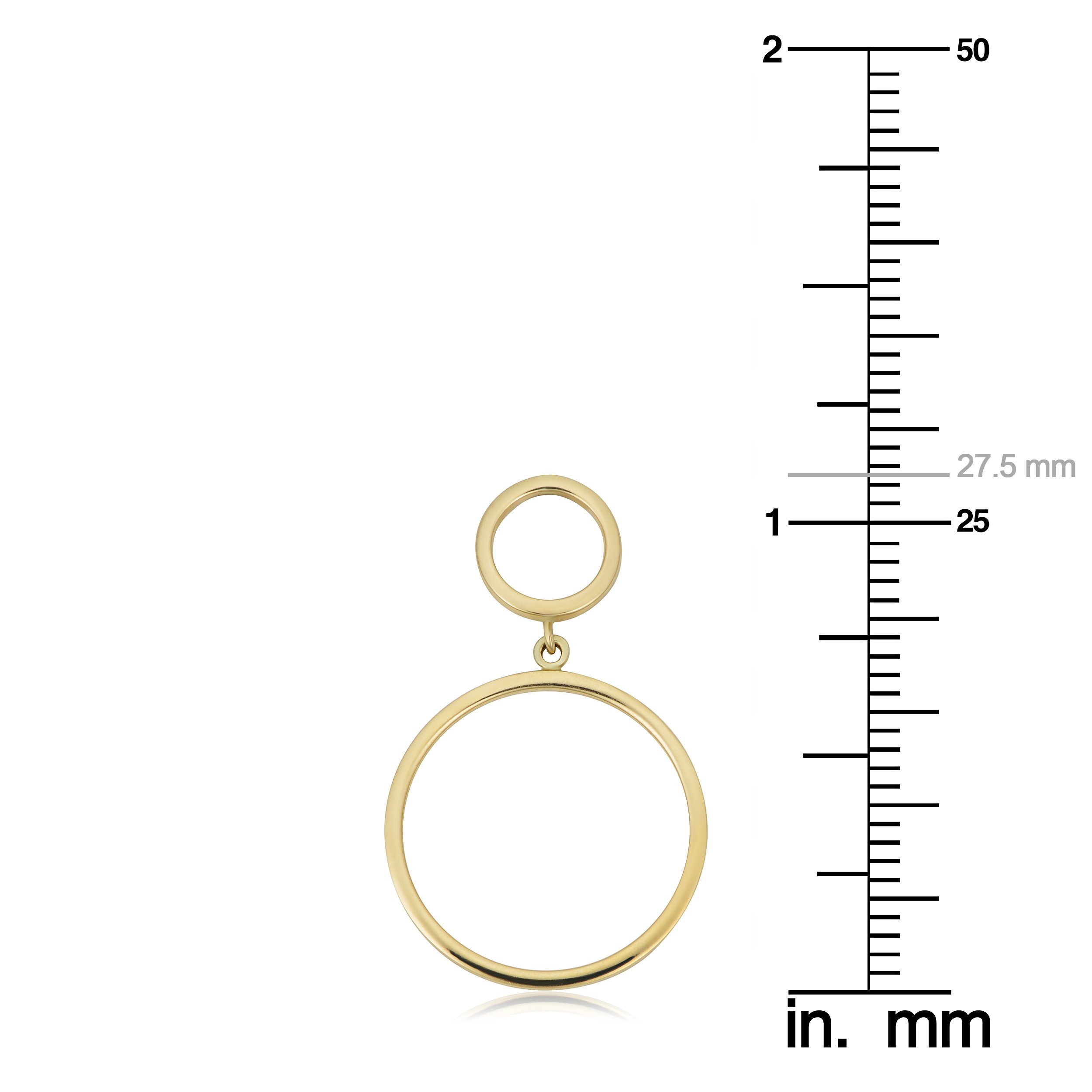 Kooljewelry 14k Yellow Gold Circles Drop Earrings, 1.27 inch