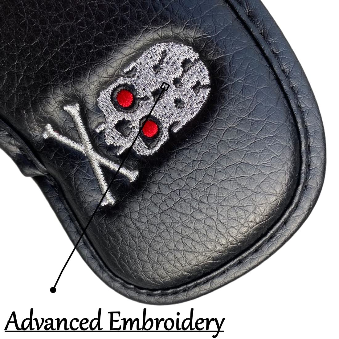 PU Leather Golf Iron Covers Headcovers - Golf Headcovers for Golf Clubs - 10pcs/ Set Golf Club Protective Case fits for Men Taylormade, Mizuno MP JPX, PXG 0311 (Black with Skull)
