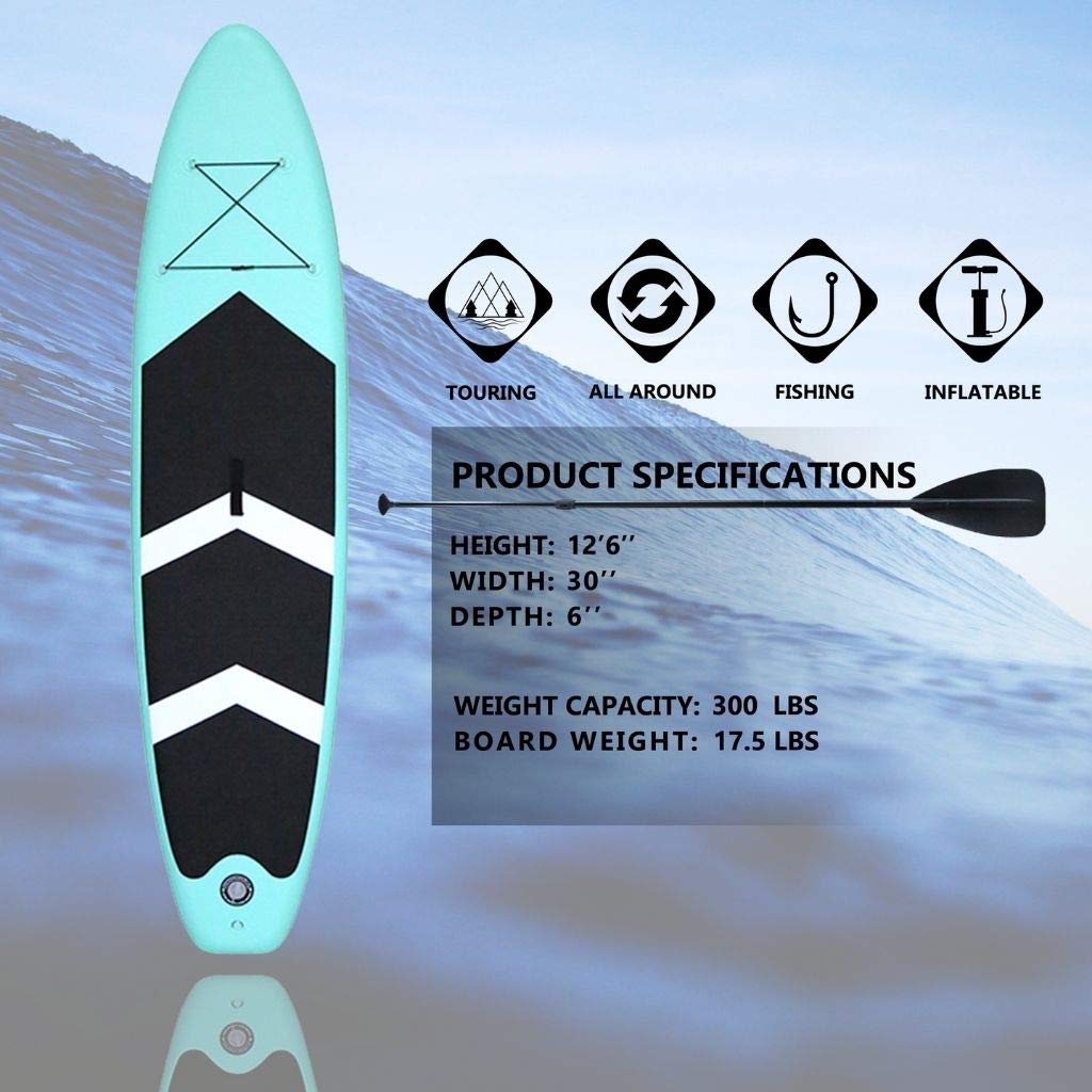 Lucear Inflatable Stand Up Paddle Board (6 inches Thick) with Durable SUP Accessories & Carry Bag Standing Boat