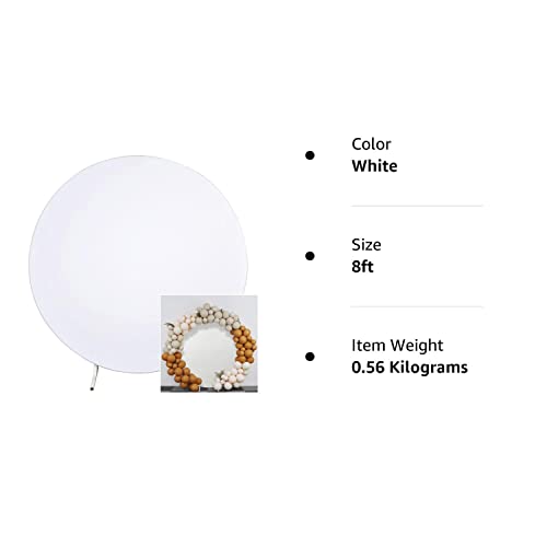 Mocsicka White Round Backdrop Polyester Round Background Baby Shower Birthday Party Decoration Banner (8.2ft=98.4inch, White)