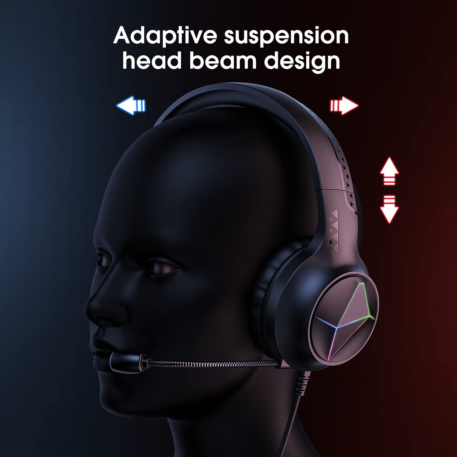 ONITOON Gaming Headset, PS4 Gaming Headphones with Noise Canceling Mic & Diamond RGB LED Light, Soft Memory Earmuffs, USB Wired and 3.5mm Jack Compatibility for Laptop, PC, PS5, Mac, Laptop
