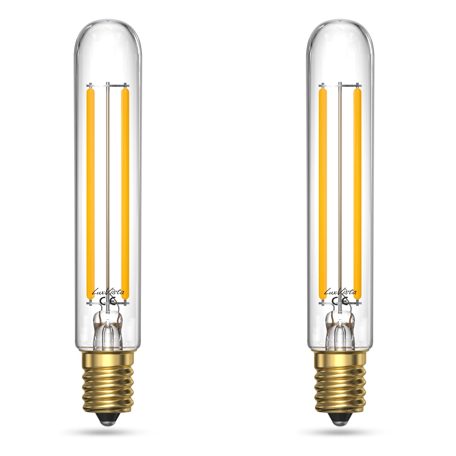 Luxvista Dimmable T6.5 E17 LED Appliance Bulb - 4W LED T6.5 Exit Sign Clear Light Intermediate Base for Refrigerator Freezer Daylight 6000K (2-Pack)