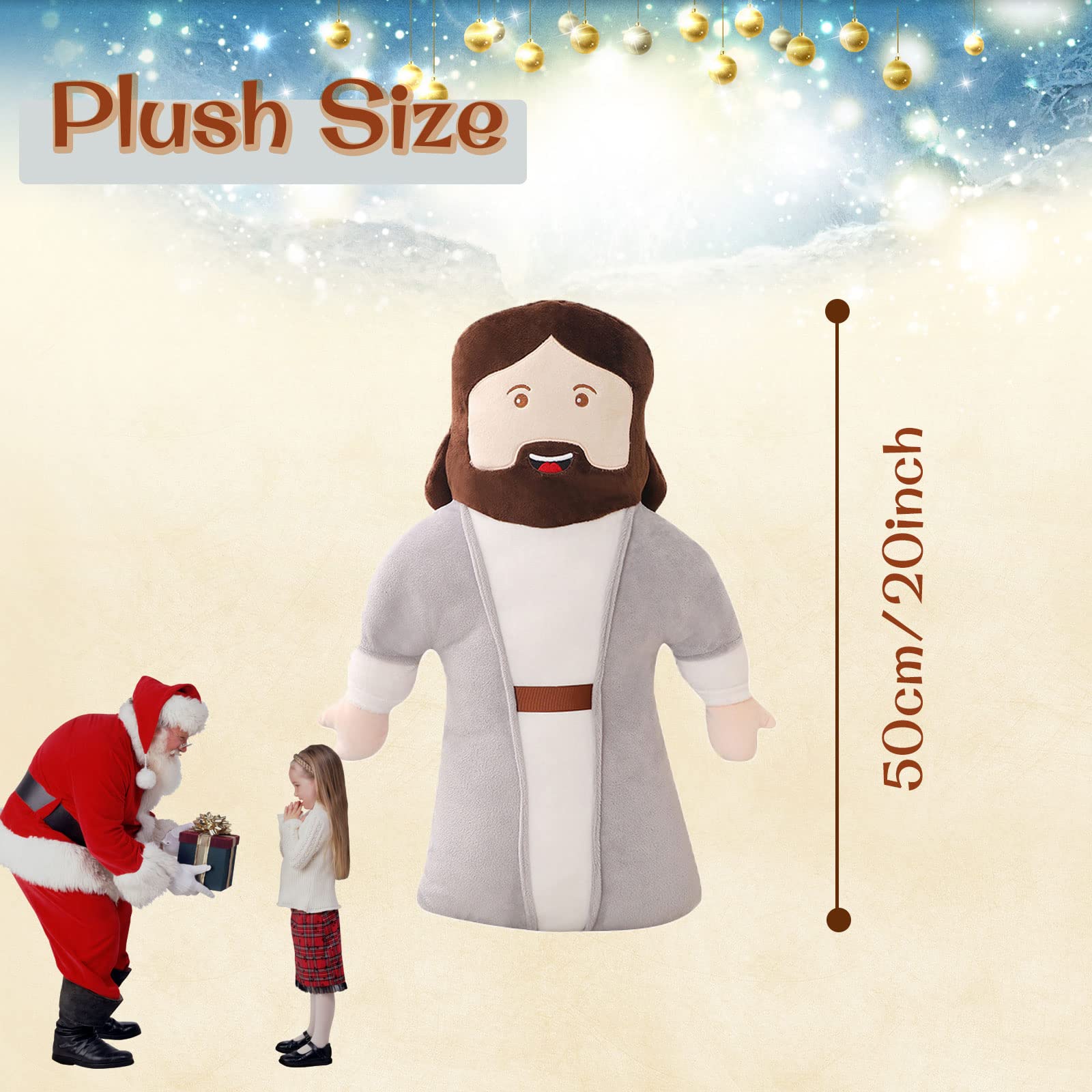 Ponjauk 20" Jesus Plush Toy - Classic Christ Stuffed Doll - Religious Home Christmas Decoration (50cm)