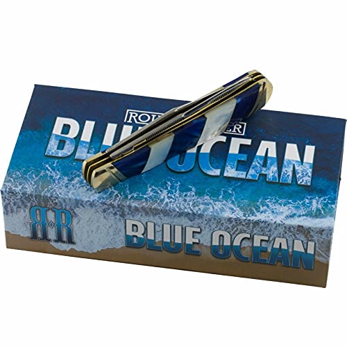 Rough Rider Blue Ocean White Trapper Pocket Knife Rr2021 Open Folding Blades Outdoor Survival Hunting Knife for Camping by Survival Steel