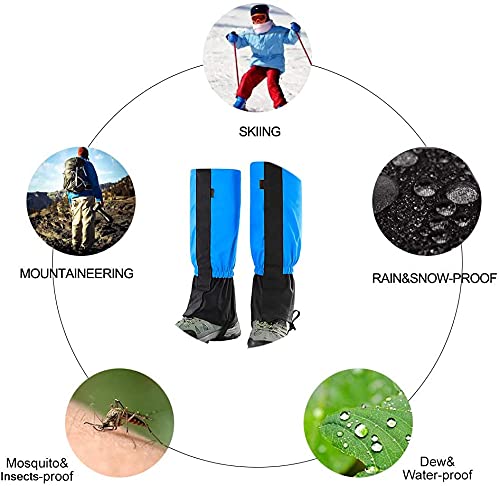 Luwint Waterproof Kids Leg Boot Gaiters - Hiking Hunting Climbing Gear for 6-12 Yrs Old Girls Boys (Blue)