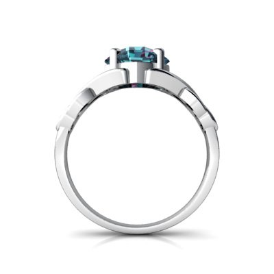 Jewels For Me 14kt White Gold Lab Alexandrite 6mm Cushion Celtic Knot Ring - Size 8