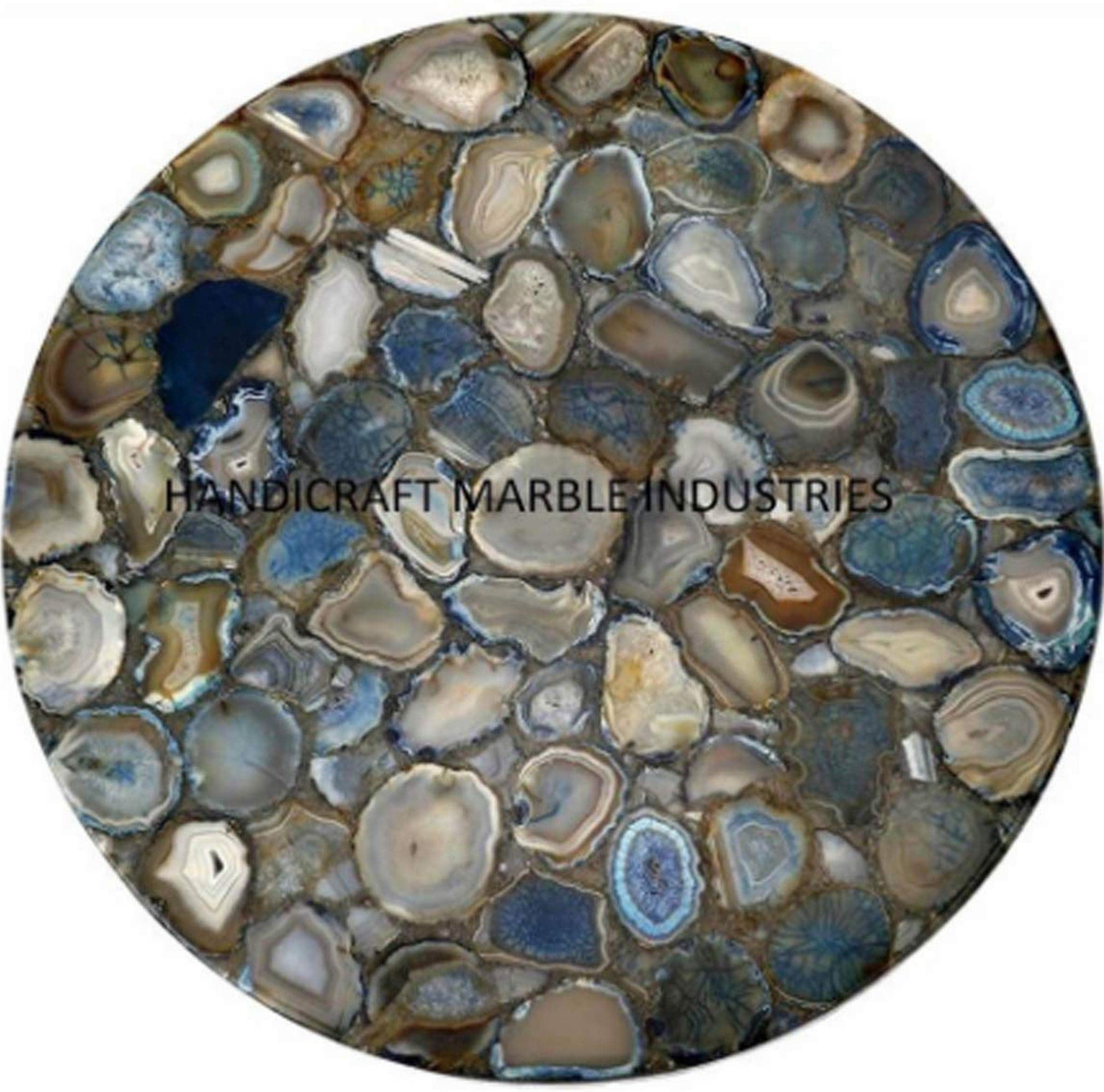 Round Agate Dinning Table 24", Round Coffee Table, Agate Table Top, Agate Coffee Table, Agate Side Table, Grey Agate Geode Table, Turkish Agate