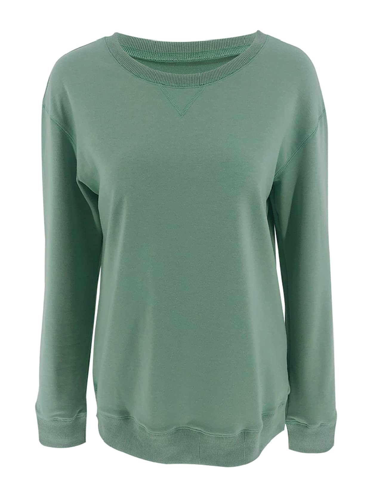 Orchidays Womens Casual Crewneck Sweatshirts Long Sleeve Cute Tunic Tops Loose Fitting Pullovers (Green,Large,Adult,Female,US,Alpha,Large,Regular,Regular)