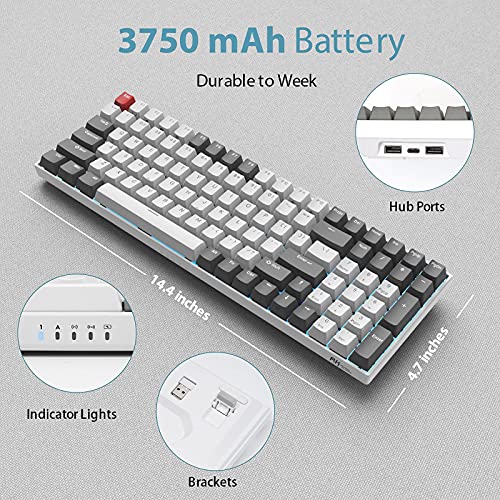 RK ROYAL KLUDGE RK G68 RK100 68 Key 100 Key Tri-Mode Mechanical Gaming Keyboard, Brown Switch