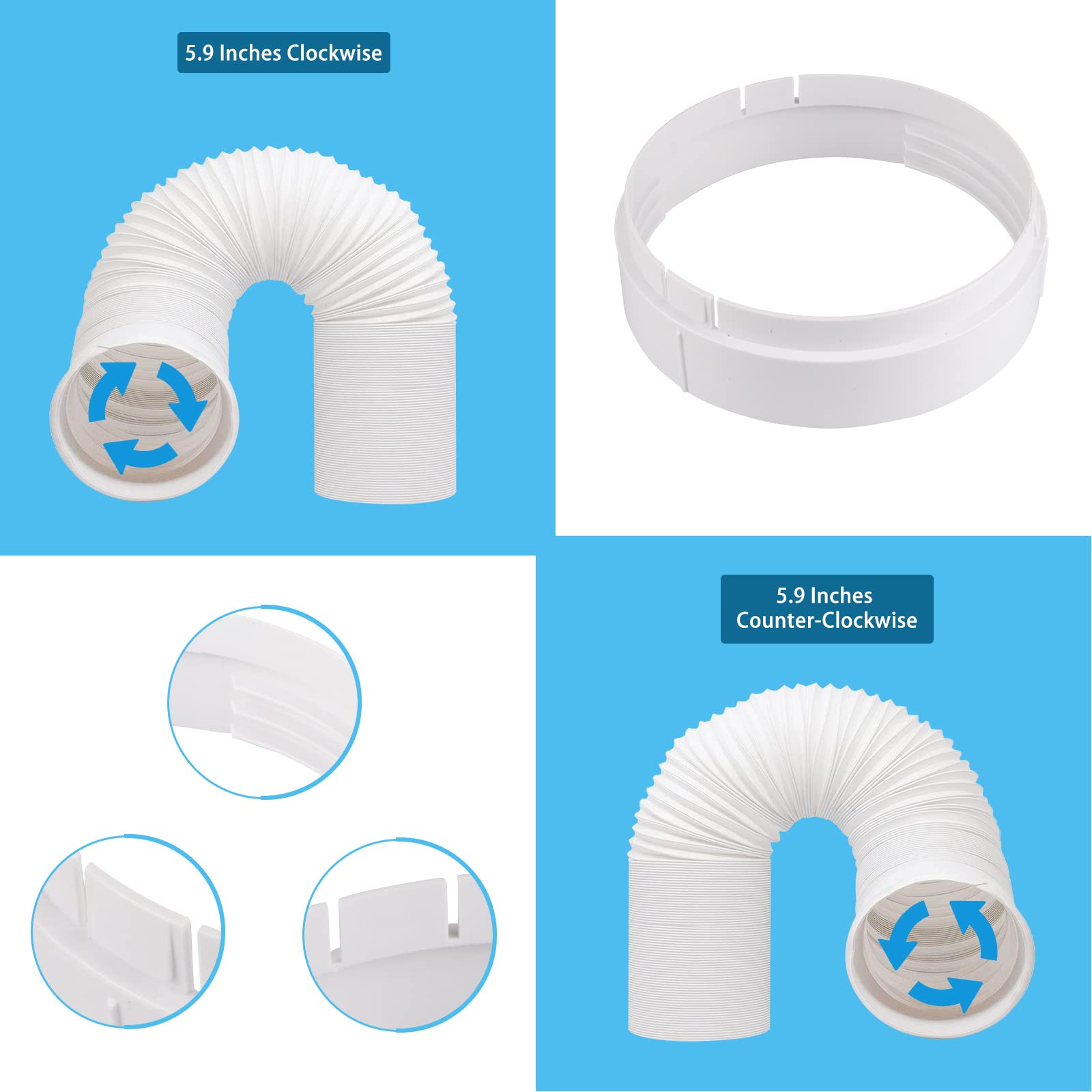 Portable Air Conditioner Window Kit with 5.9" Coupler & Sealing Tape, Universal Sliding Window Slide Seal Plates for AC Unit, AC Window Vent Kit, AC Window Seal AccessoriesâŚ
