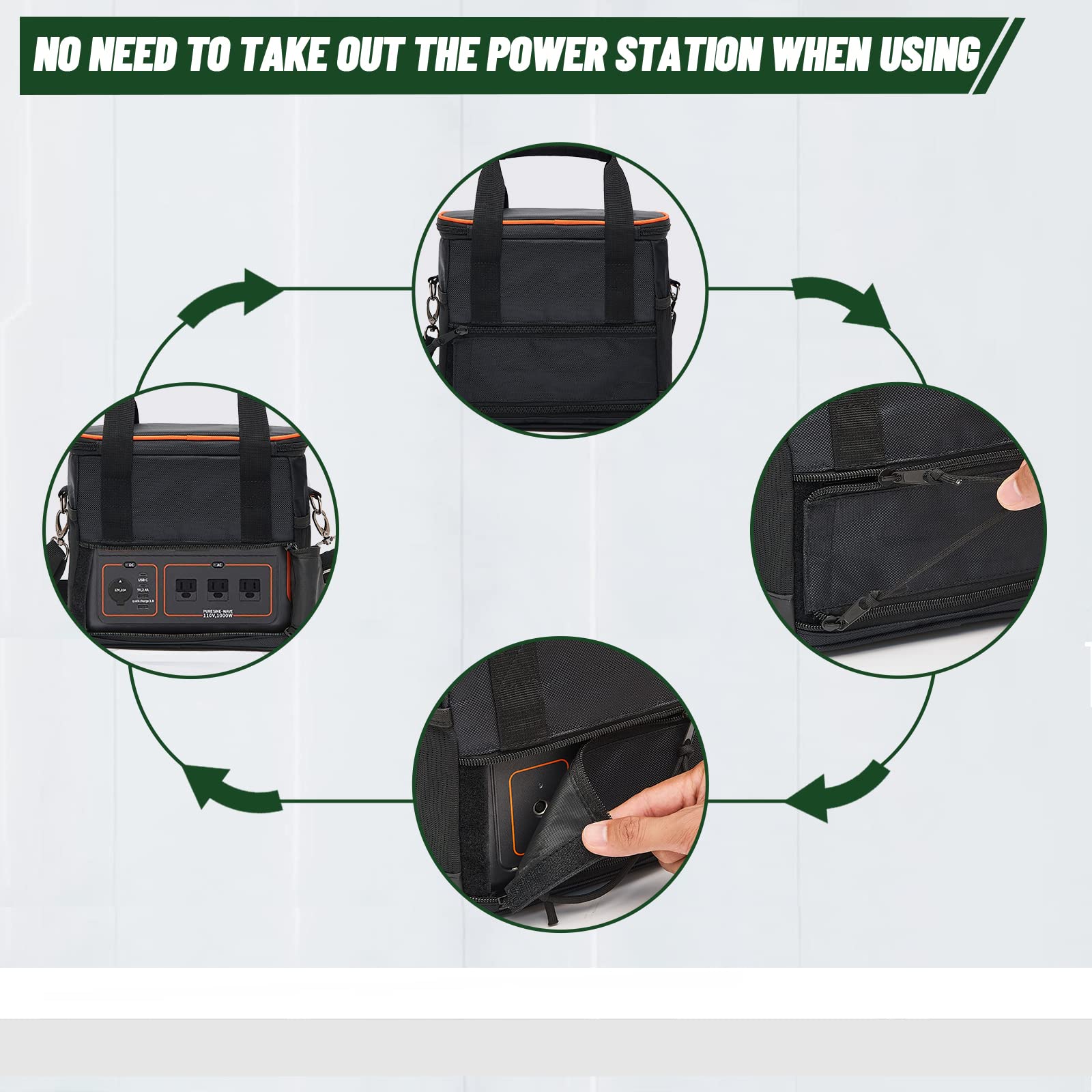 ROVOZAR Carrying Bag for Jackery Portable Power Station Explorer 1000 Storage Pockets Battery Case Travel Power Pack, Large(Fits 1000W)