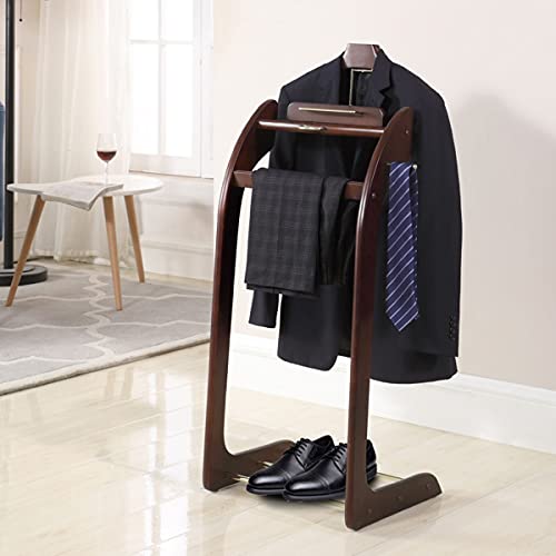 YAWEDA Clothes Valet with Shoe Rack Valet Stand with Clothes Hanger and Pants Rail Freestanding Suit Hanger for Hallway Dressing Room Etc (Size : 43.2 * 35.6 * 101.6cm)
