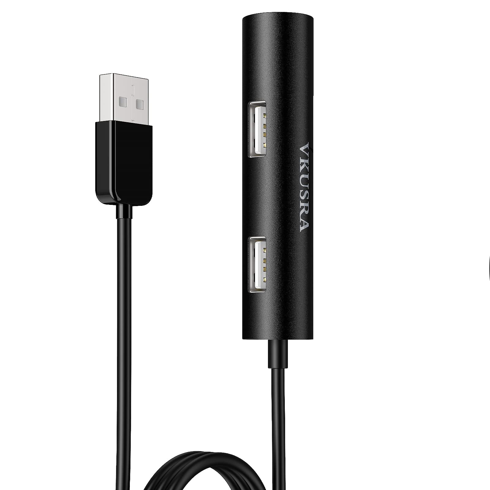 USB Hub, VKUSRA 4-Port Data USB Hub Splitter with 23.6" Long Cable, Unique Cylindrical Mini Powered USB 2.0 Ports for Laptop, PC, Computer, Flash Drive and More