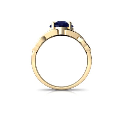 Jewels For Me 14kt Yellow Gold Lab Sapphire 6mm Cushion Celtic Knot Ring - Size 7