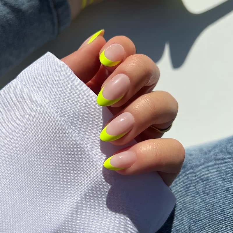 KIARA SKY 100% Acrylic Press On Nails - Salon Quality Instant Manicure, Long-Lasting, Easy Application - 30 piece Kit - Almond Short-Limoncello