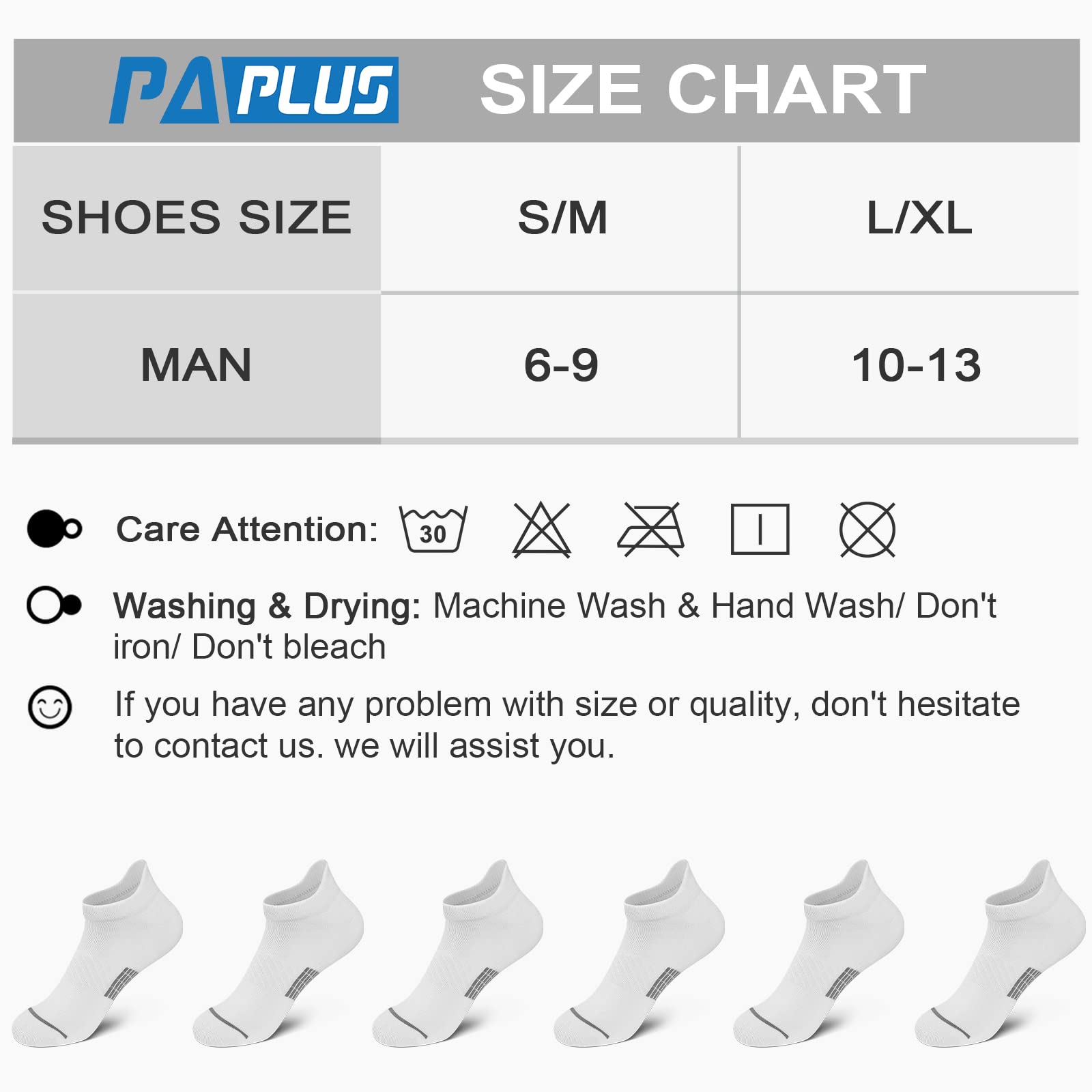 PAPLUS Mens Ankle Running Socks 6 Pairs, Low Cut Cushioned Athletic Sport Tab Socks With Arch Support, Size 10-13
