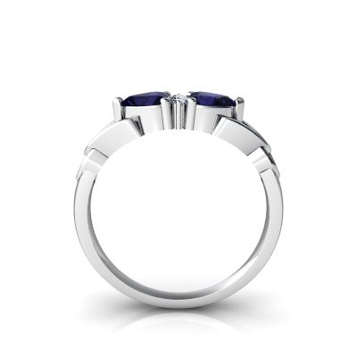 Jewels For Me 14kt White Gold Sapphire and Diamond 5mm Heart Celtic Trinity Knot Ring - Size 7.5