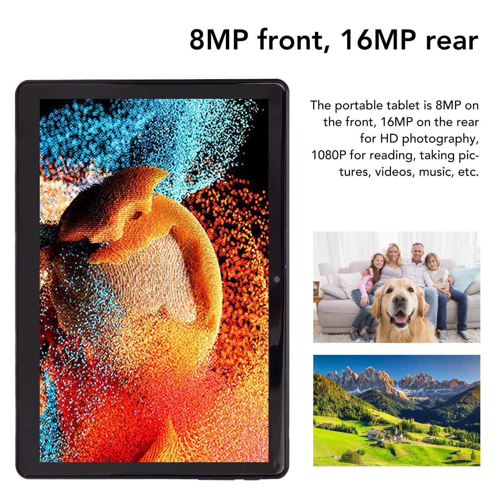 Tablet PC Front 8MP Rear 16MP 100240V 6GB 128GB 10.1 Inch Tablet 1960x1080 IPS for 10.0 for Photography (US Plug)