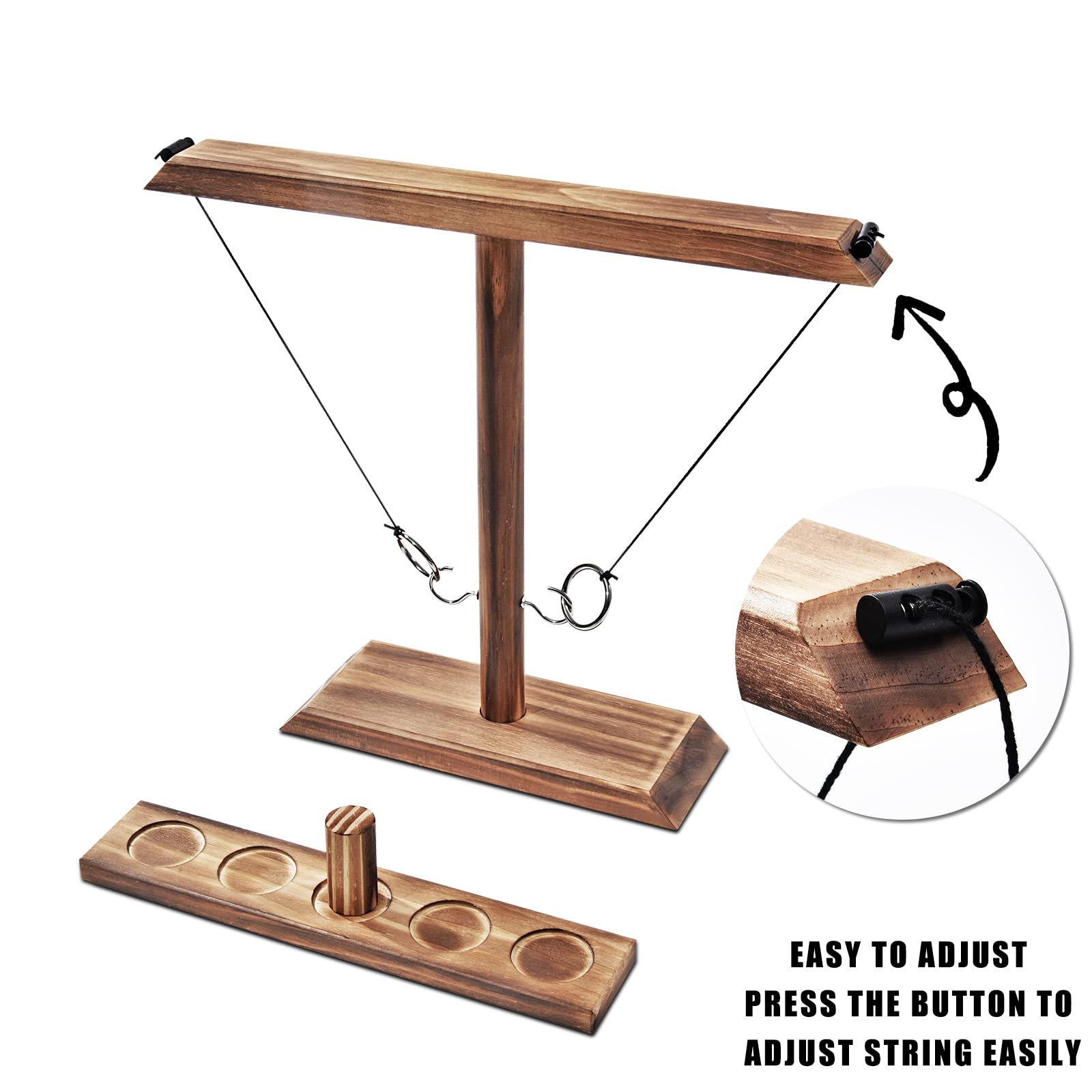 Ring Toss Game for Adults, Wooden Ring Toss Game with Shot Ladder,Battle Hook and Ring Game Set for Bars, Home, Party, 100% Handmade 15.8" X 13" Large Size