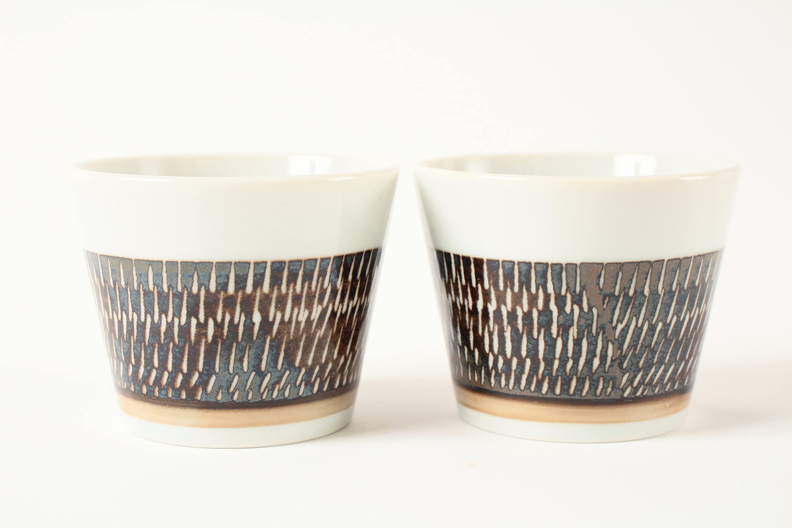 Mino ware Japanese Pottery Pair Sobachoko Tea Cup made in Japan (Japan Import) Rusty Brown Tobikanna STY002