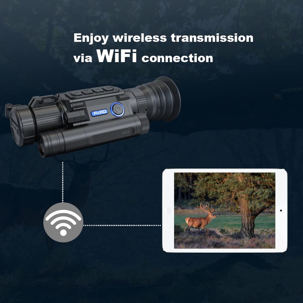 Pard Night Vision Scope, Rifle Scopes with IR850nm, Day/Night Hunting Scope with Calculator, Video Records, Video Record, Wi-Fi, 70mm Lens, NV008S