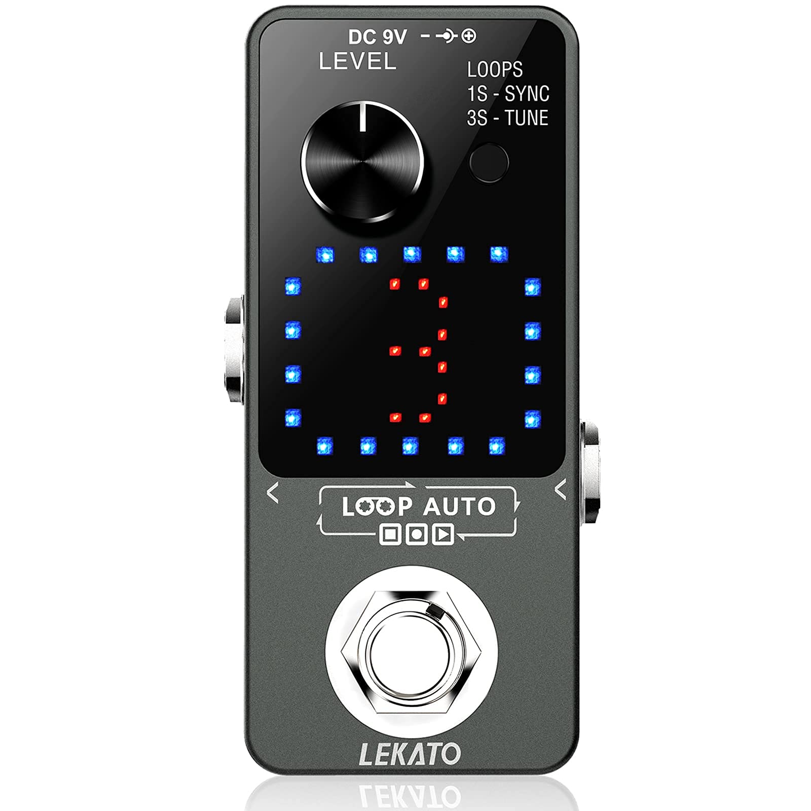 LEKATO Looper Pedal, Guitar Looper Pedal for Electric Guitar Bass Guitar Loop Pedal with SYNC & Tuner Function Triple Loop Pedal with LED Screen Unlimited Overdubs 3 Loops 18 Minutes Record Time(Grey)