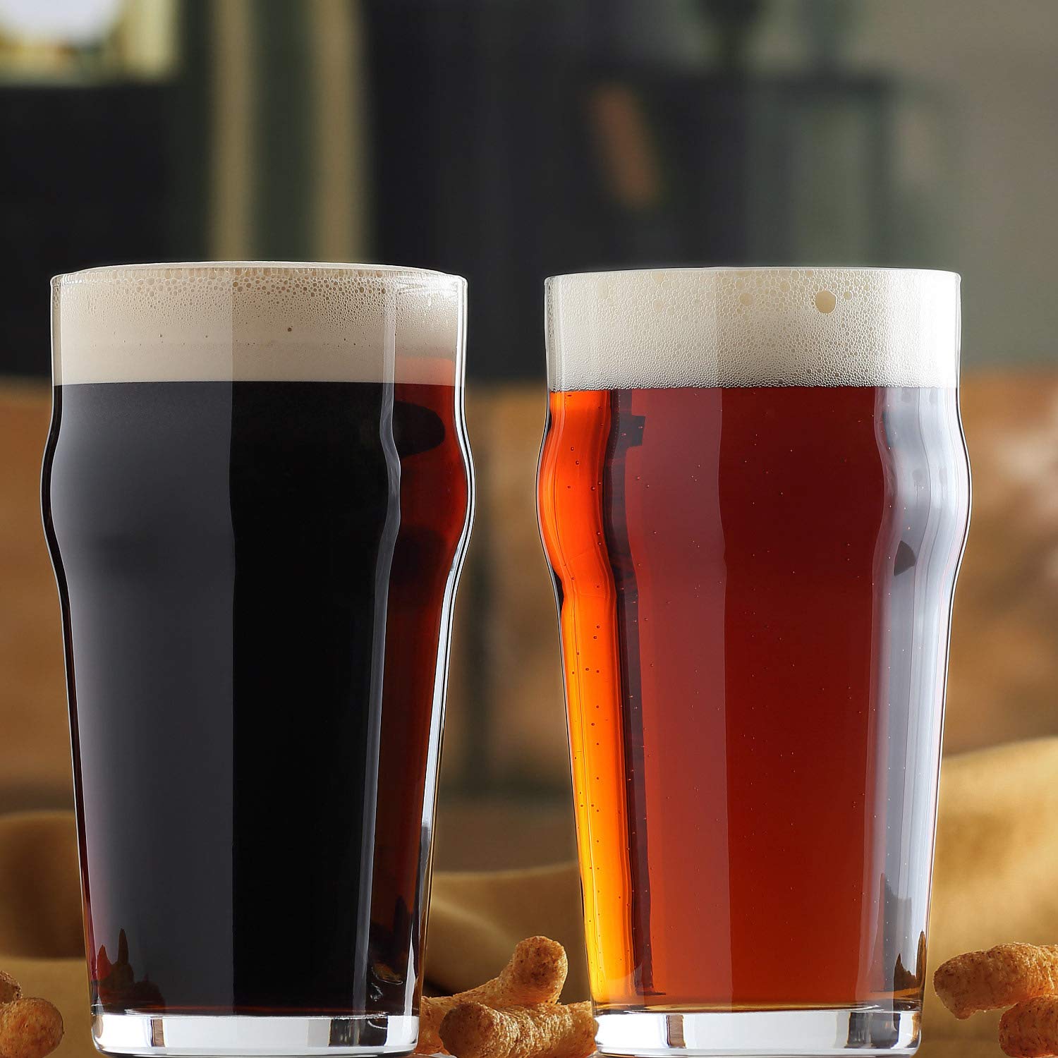lav Beer Glasses Set of 6x19 oz - Traditional British Pub Pint Glasses - Large Craft Clear Beer Glasses - Easy Stacking & Lead-Free & Gift Option