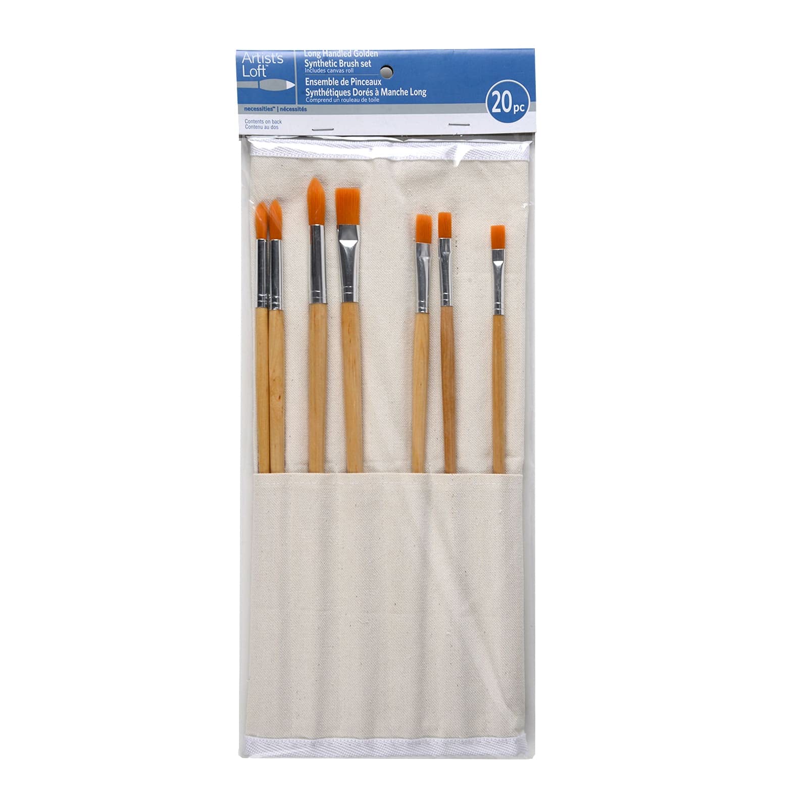 Long Handle Synthetic Paintbrush Set by Artist Loft, Gold, 19 Count