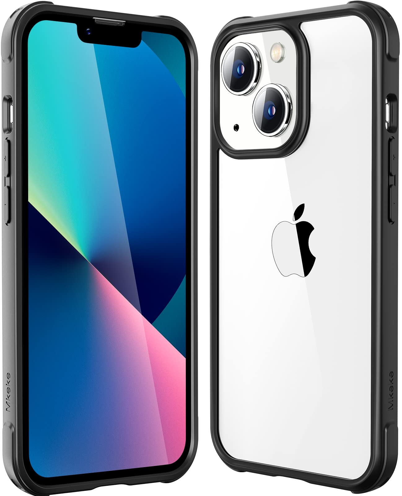 Mkeke for iPhone 14 Case for iPhone 13 Case Black Shockproof Bumpers Cases for iPhone 13/14