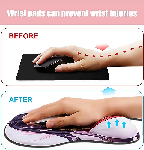 Yuuki Asuna Anime 3D Mousepads, Uncensored Oppai Ergonomics Mouse Pad with Wrist Rest Support, Silicon Gel Wrist Mice mat (Yellow)