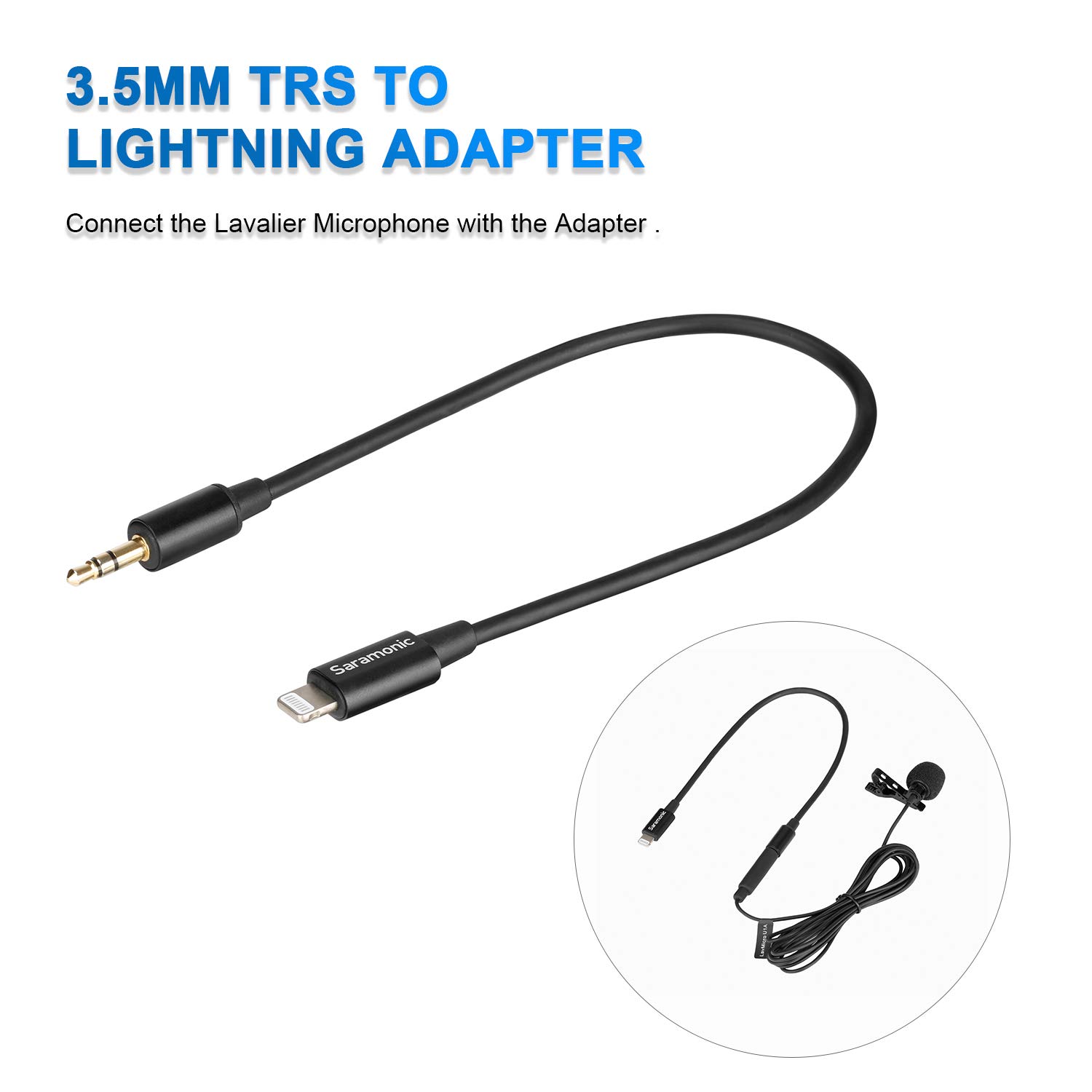 Lavalier Lightning Microphone, Saramonic LavMicro U1A Universal Lapel Mic with Detachable Lightning Plug Adapter Compatible with iPhone 13 12 11 MAC iPad YouTube Video Facebook Live (2M)